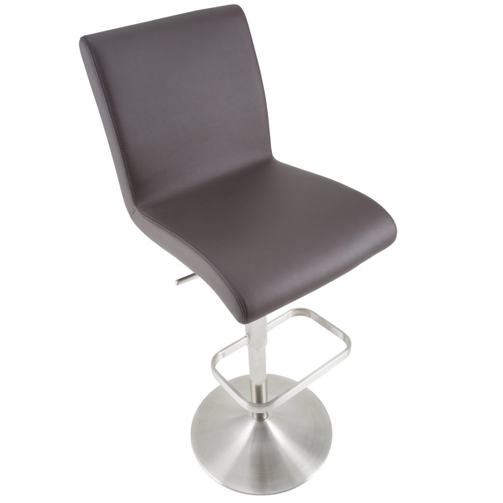 Fogo Brushed Stainless Steel Adjustable Height Swivel High Back Stool ...