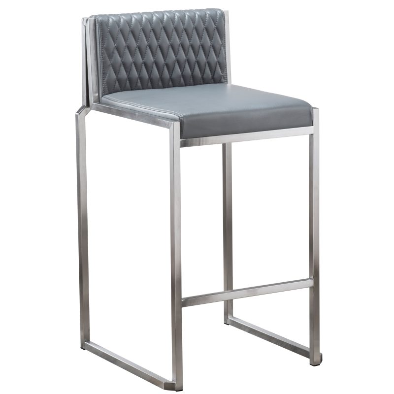 Stak Brushed Stainless Diamond Pattern Low- Back Stackable 26-inch ...