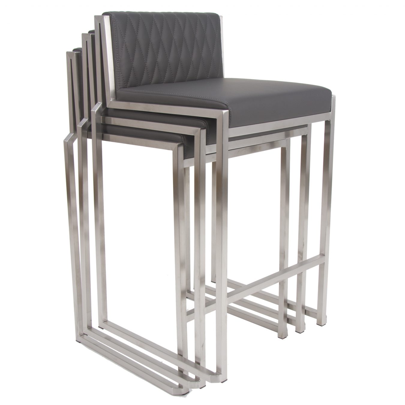 Stak Brushed Stainless Diamond Pattern Low- Back Stackable 26-inch ...