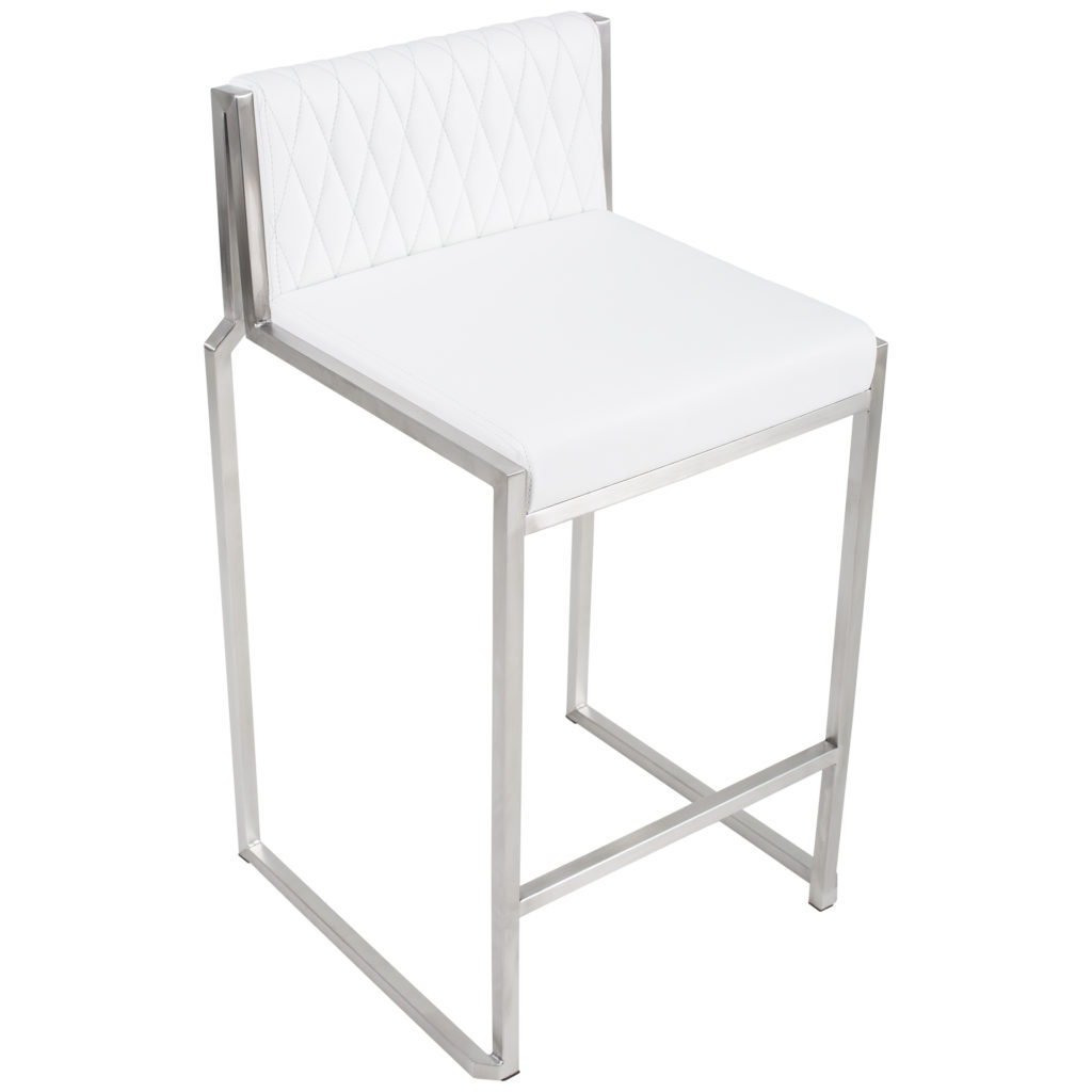 Stak Brushed Stainless Diamond Pattern Low- Back Stackable 26-inch ...