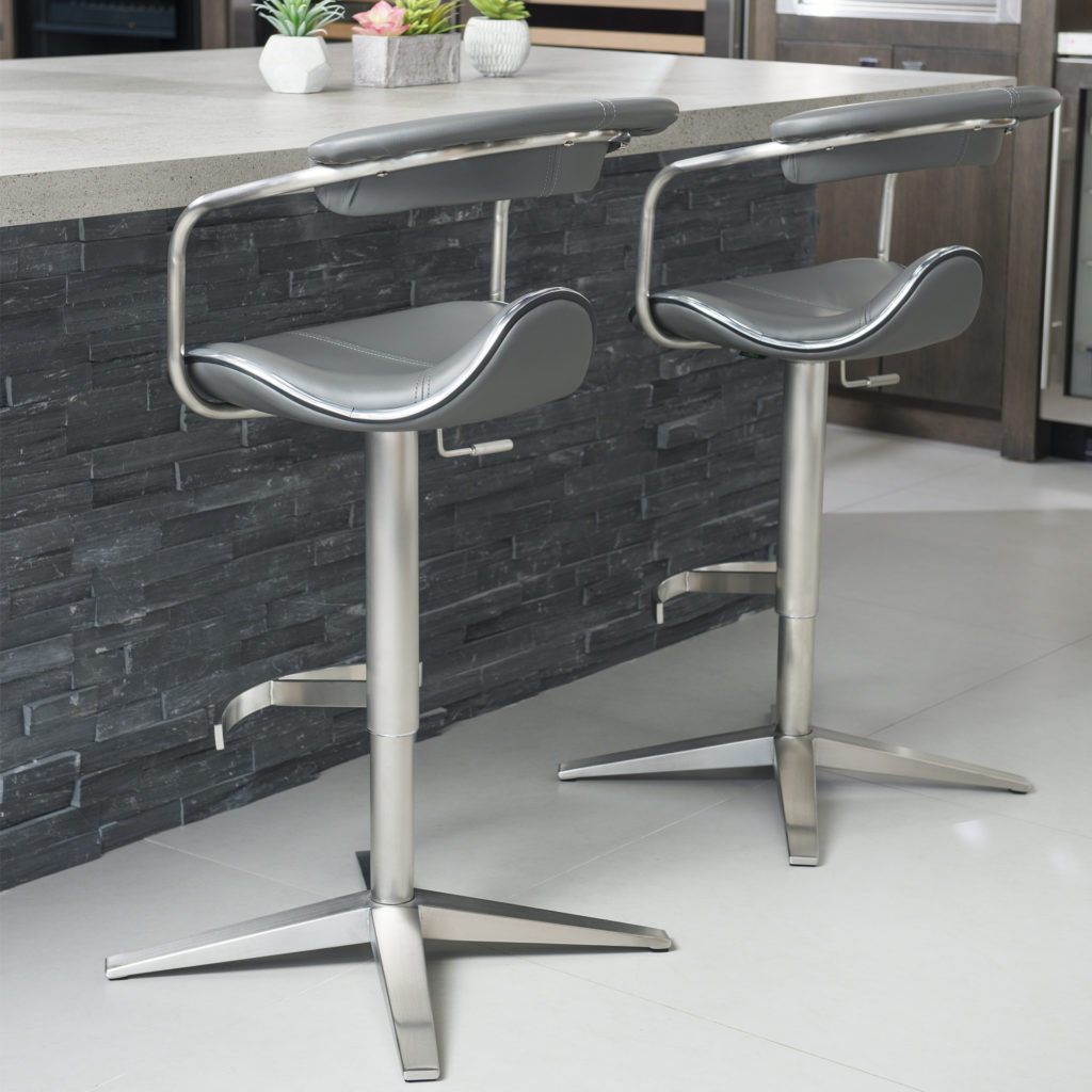 Primo Brushed Stainless Steel Adjustable Height Swivel Stool with Arms ...