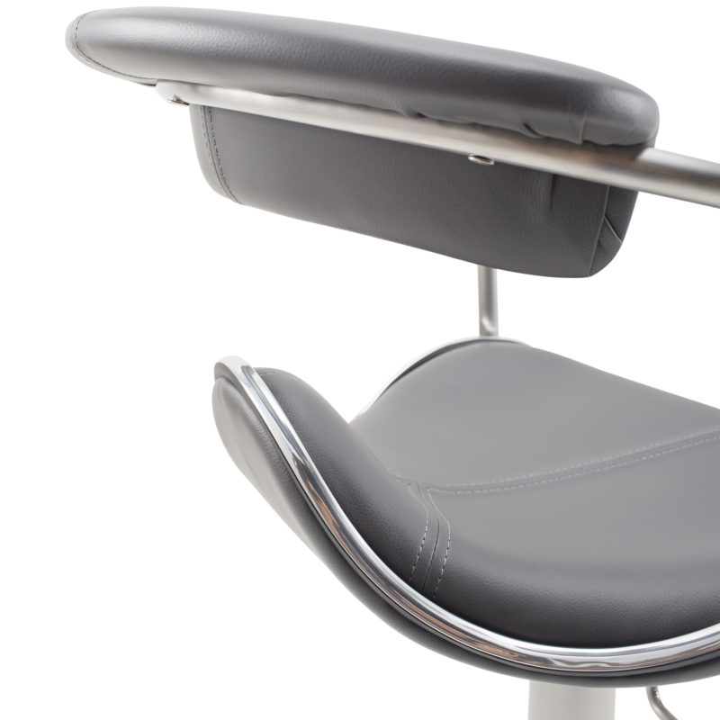 Primo Brushed Stainless Steel Adjustable Height Swivel Stool with Arms ...