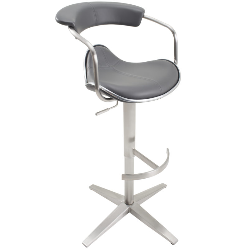 Primo Brushed Stainless Steel Adjustable Height Swivel Stool with Arms ...