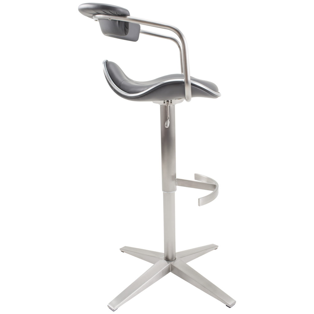 Primo Brushed Stainless Steel Adjustable Height Swivel Stool with Arms ...