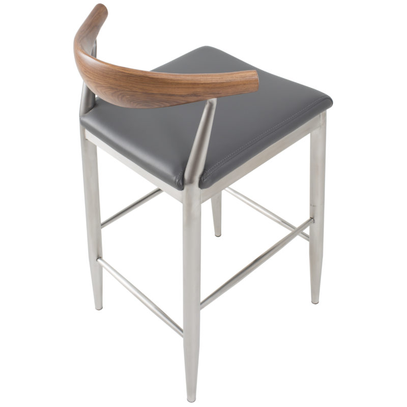 Timbr 26 inch Brushed Stainless Solid Wood Mid Back Counter Height ...